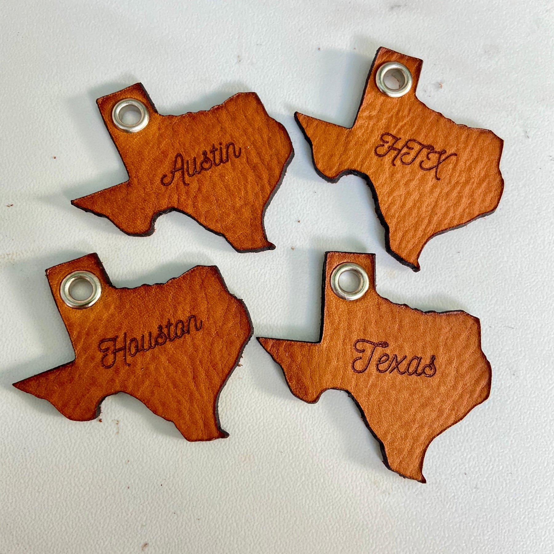 Personalized State Key Chain - Handmade in Austin, Texas - Full Grain ...